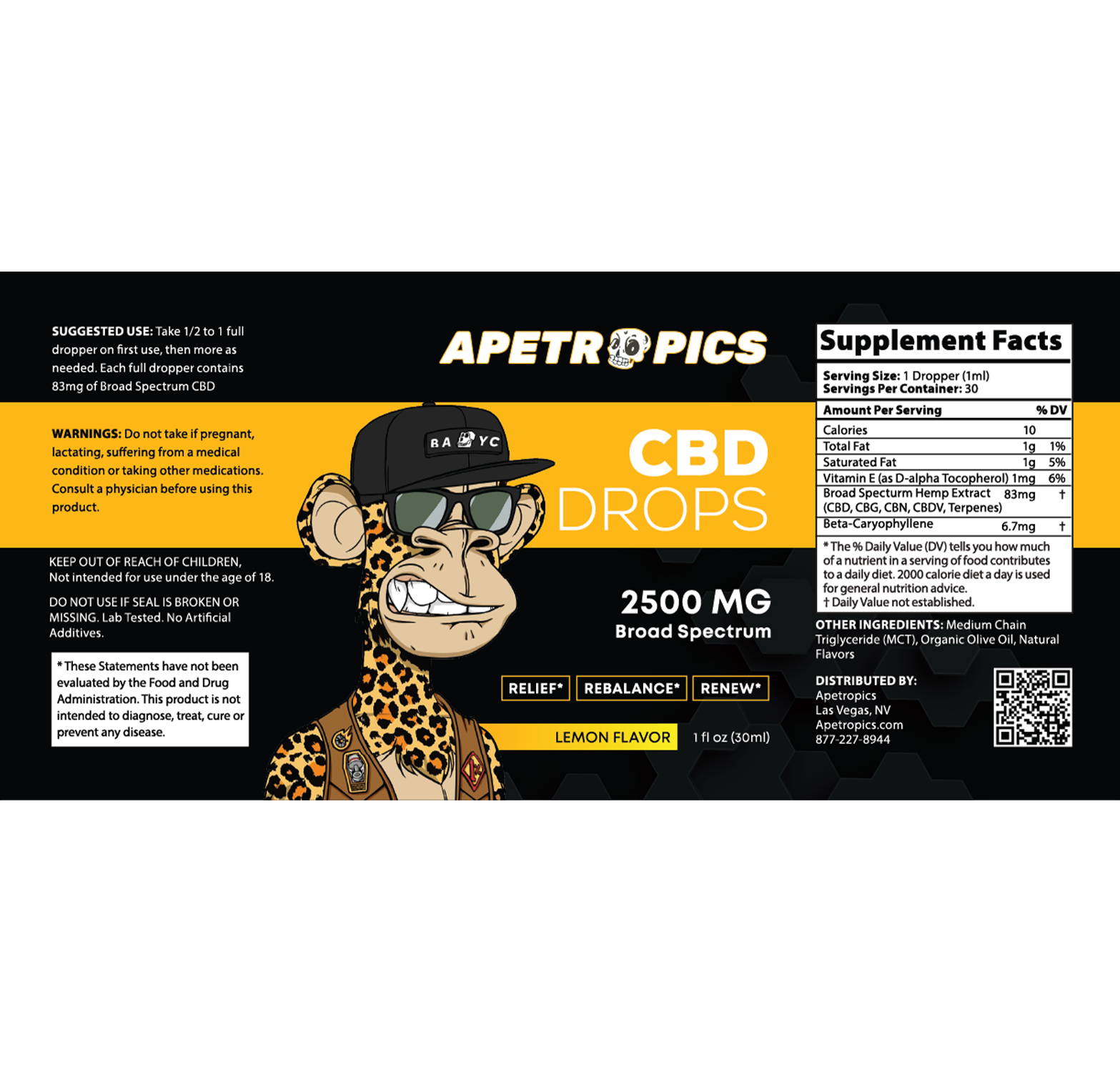 Apetropics 2500mg CBD Drops | Apetropics